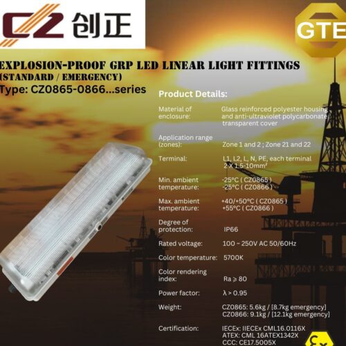 Explosion-Proof GRP LED Linear Light Fittings (Standard / Emergency ...